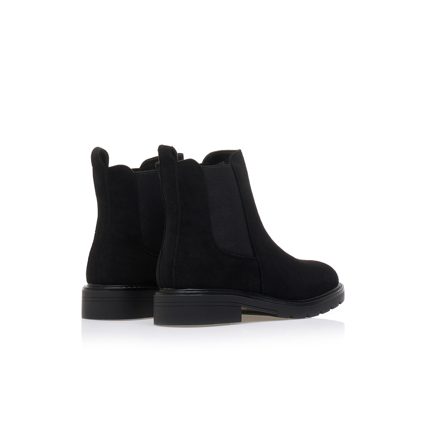 Μποτάκια μαύρα σουέτ με λάστιχο | Tsoukalas Shoes