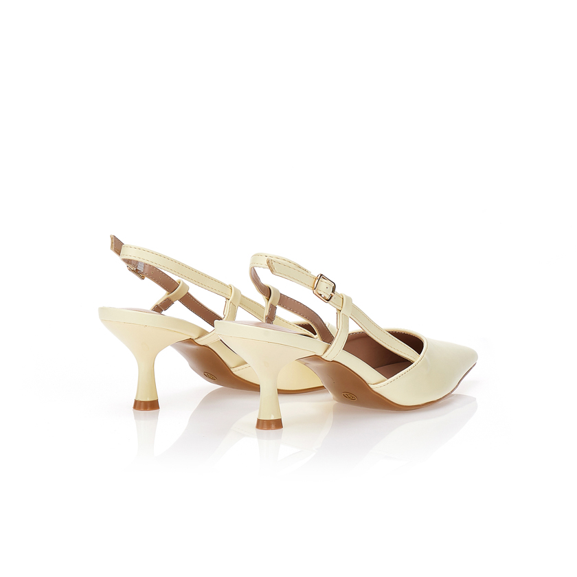 Γόβες κίτρινες slingback με χαμηλό τακούνι | TSOUKALAS